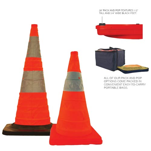 Pop-Up Flashing Lighted Safety Cones by Cortina | Pack N Pop Cones ...